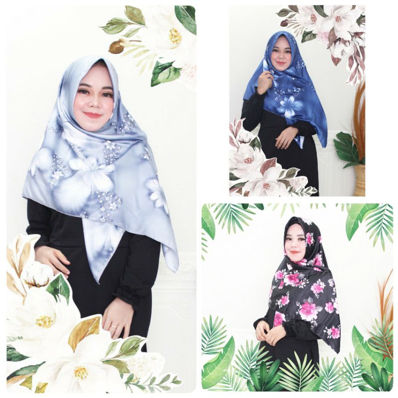 Jual Hijab motif bunga / hijab motif flower / hijab maxamara / hijab ...