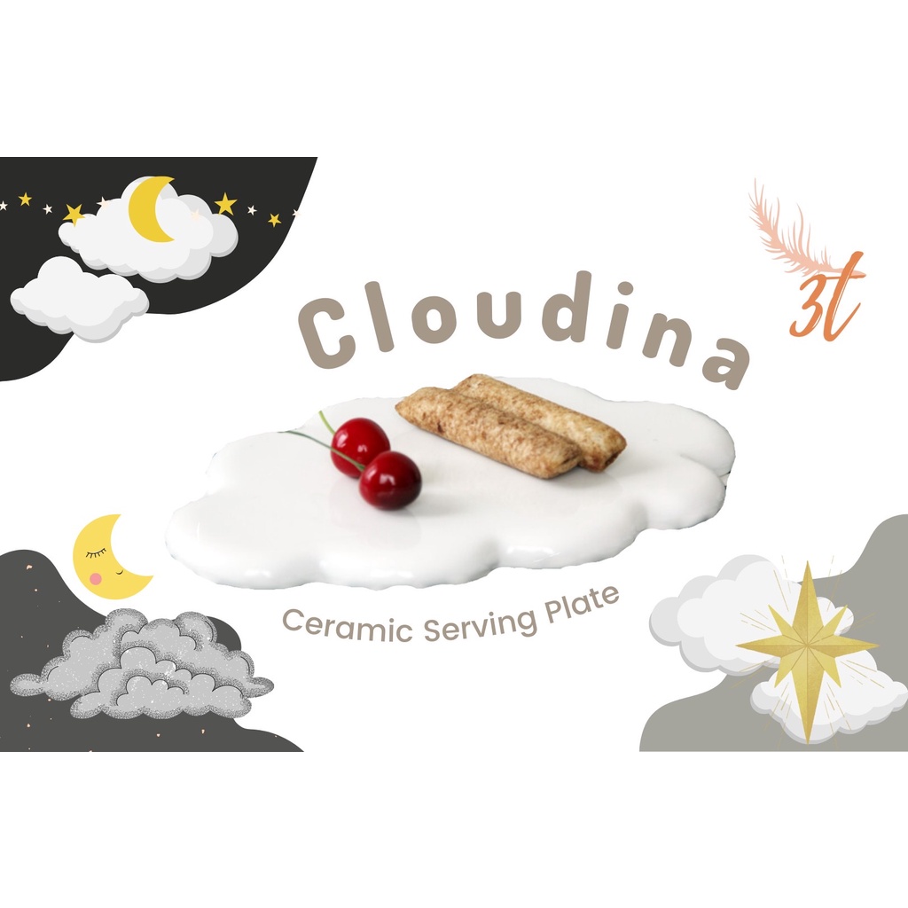 Jual Cloudina ceramic serving plate / Piring / Piring saji / keramik ...