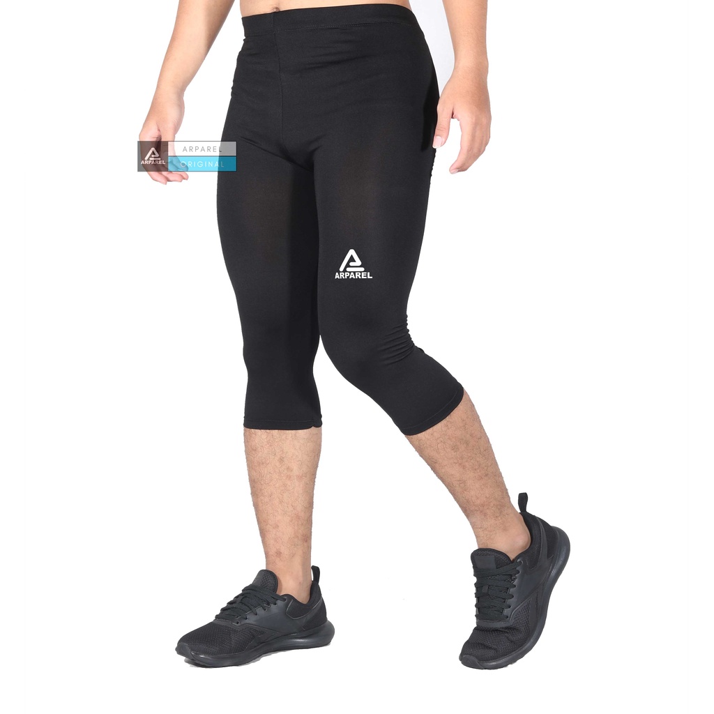Jual Legging olahraga Pria 3/4 Celana legging ketat gym lari fitnes ...