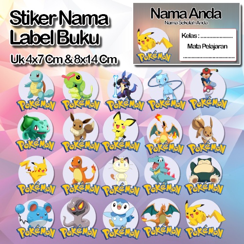 Jual Stiker Pokemon pikachu pikacu Karakter Lucu Custom Lebel Nama ...