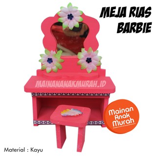 Jual Meja Rias Barbie Kaca Cermin / Peralatan Kamar Boneka Barbie ...