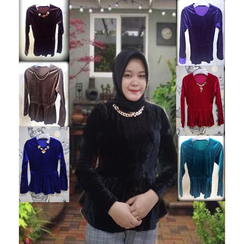 Jual Blouse Bludru Wanita Modern Body Con - Atasan Bludru Pesta Jumbo ...