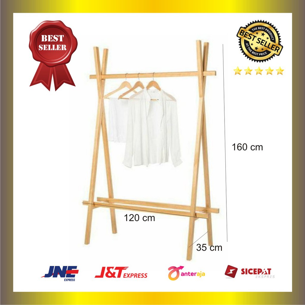 Jual Standing Hanger Single Kayu / Gantungan Baju / Display Baju ...
