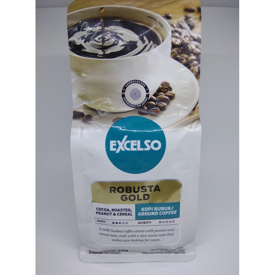 Jual R8Ef Excelso Robusta Gold Ground Kopi Bubuk 200 Gram E70Z | Shopee ...
