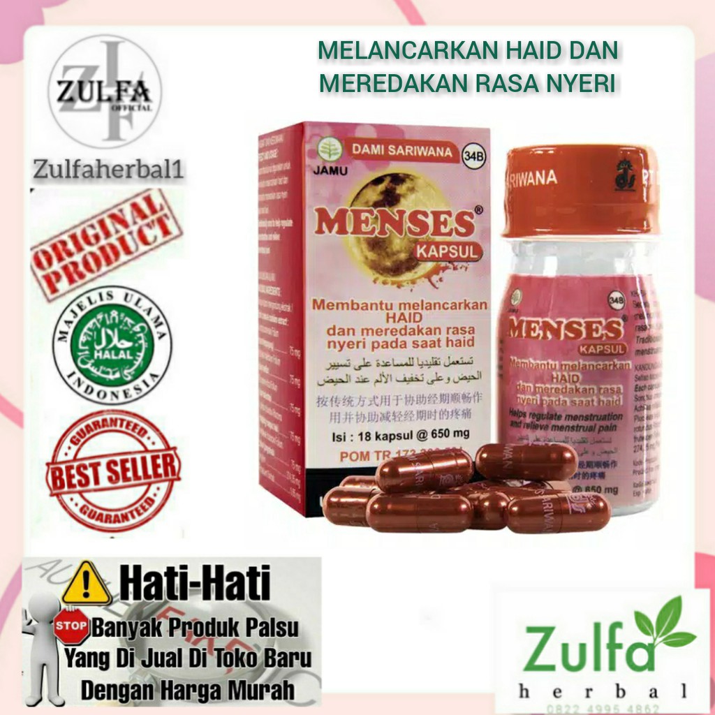 Jual Jamu herbal MENSES 18 Kapsul - obat Pelancar Haid Datang Bulan ...