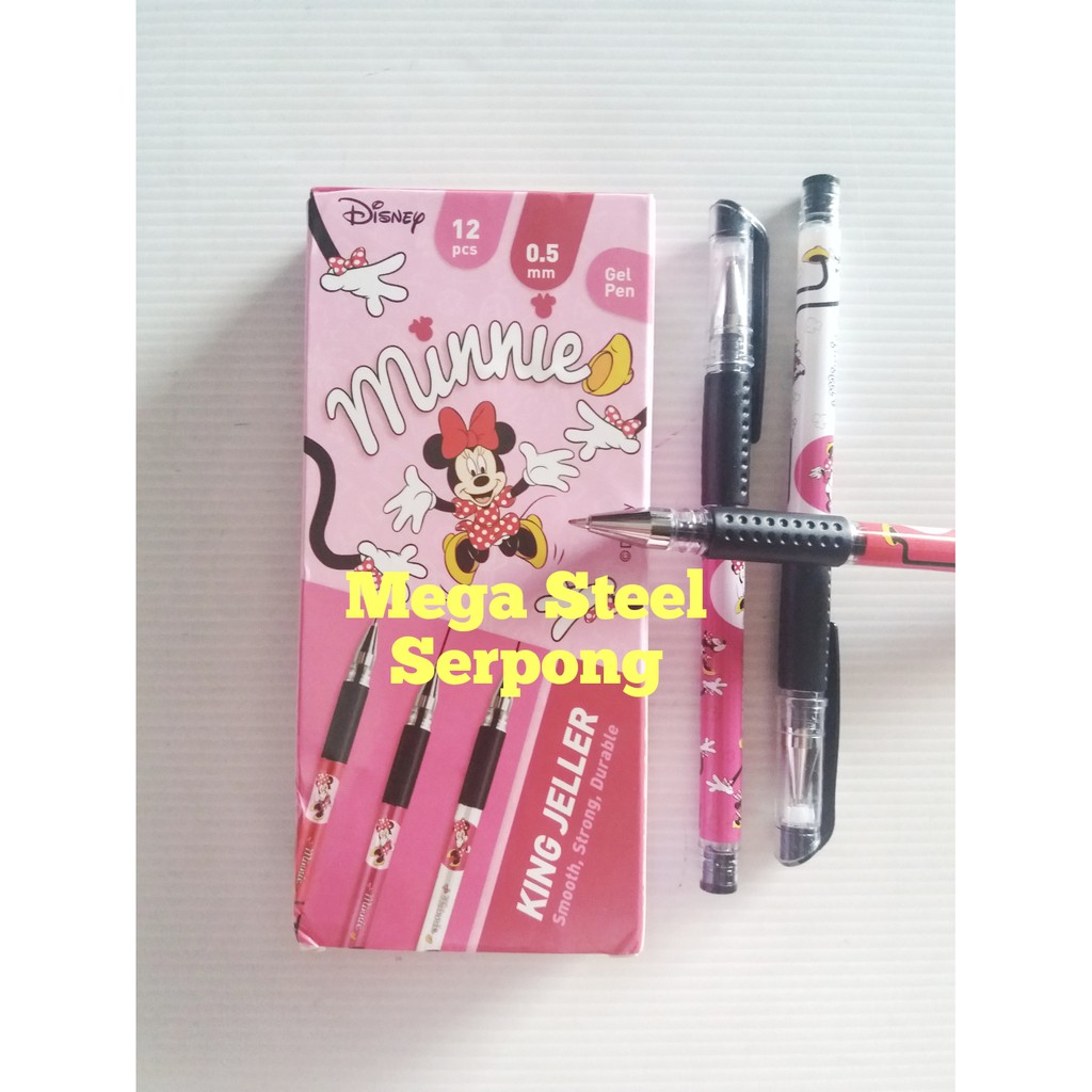 Jual Pen Pulpen Gel PIPO Tebal 0.5 mm warna Hitam Minnie Mouse | Shopee ...