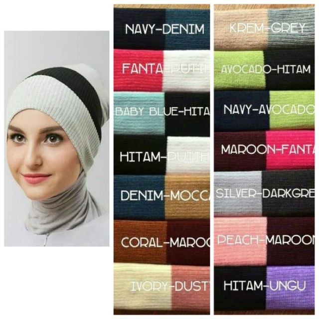 Jual Inner rajut 2in1/inner bandana 2 warna/ciput rajut 2in1 | Shopee ...
