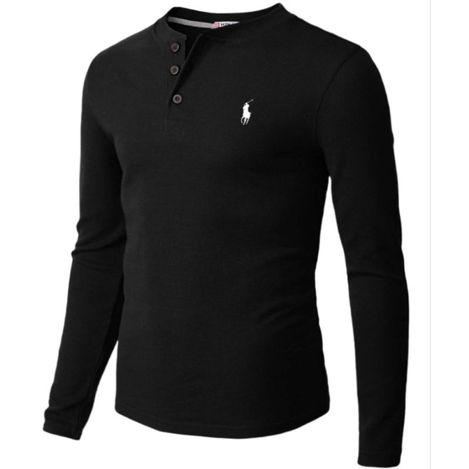 Jual Kaos Polos Premium Model Kancing Lengan Panjang / Kaos Polos Pria ...