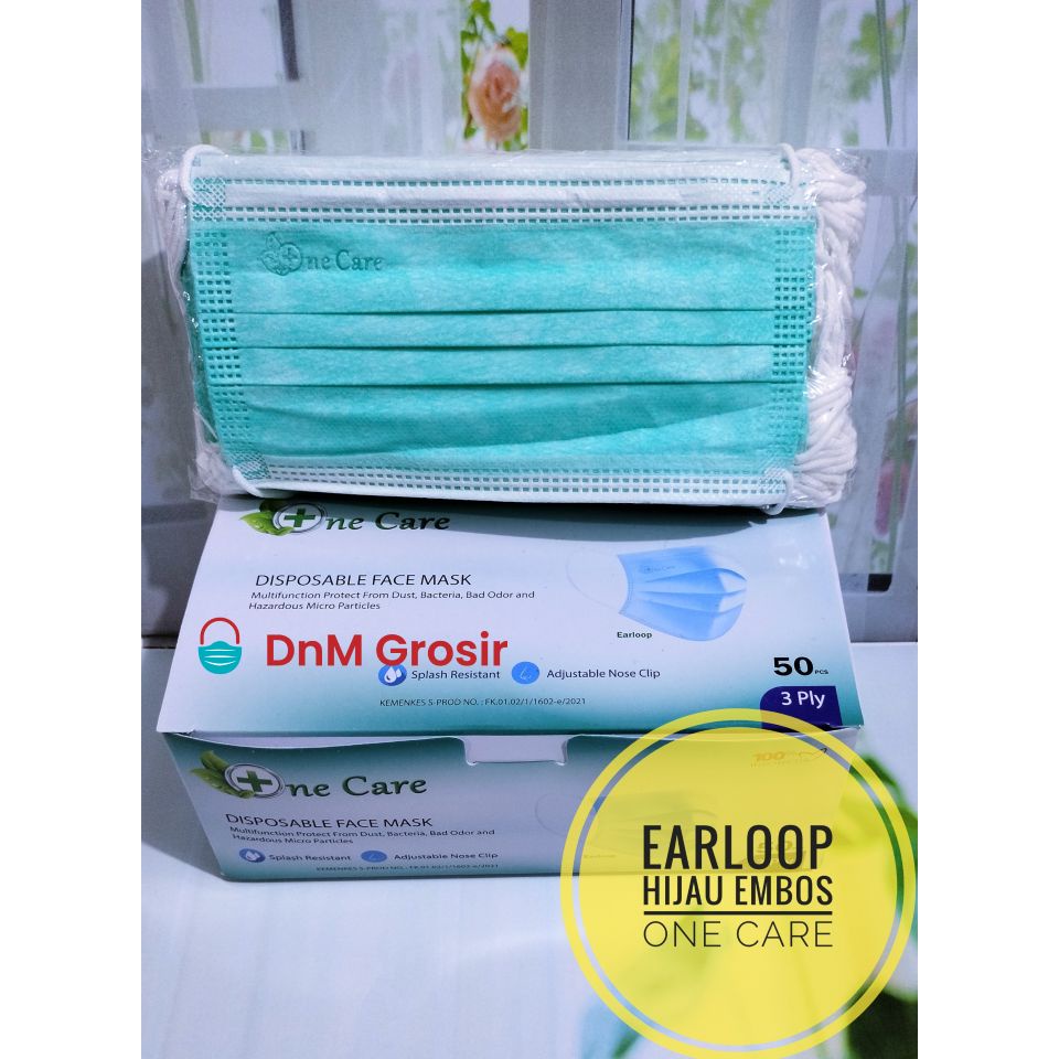 Jual Masker Earloop Ne Care Embos Biru Hijau Kemenkes Isi 50 Pcs ...