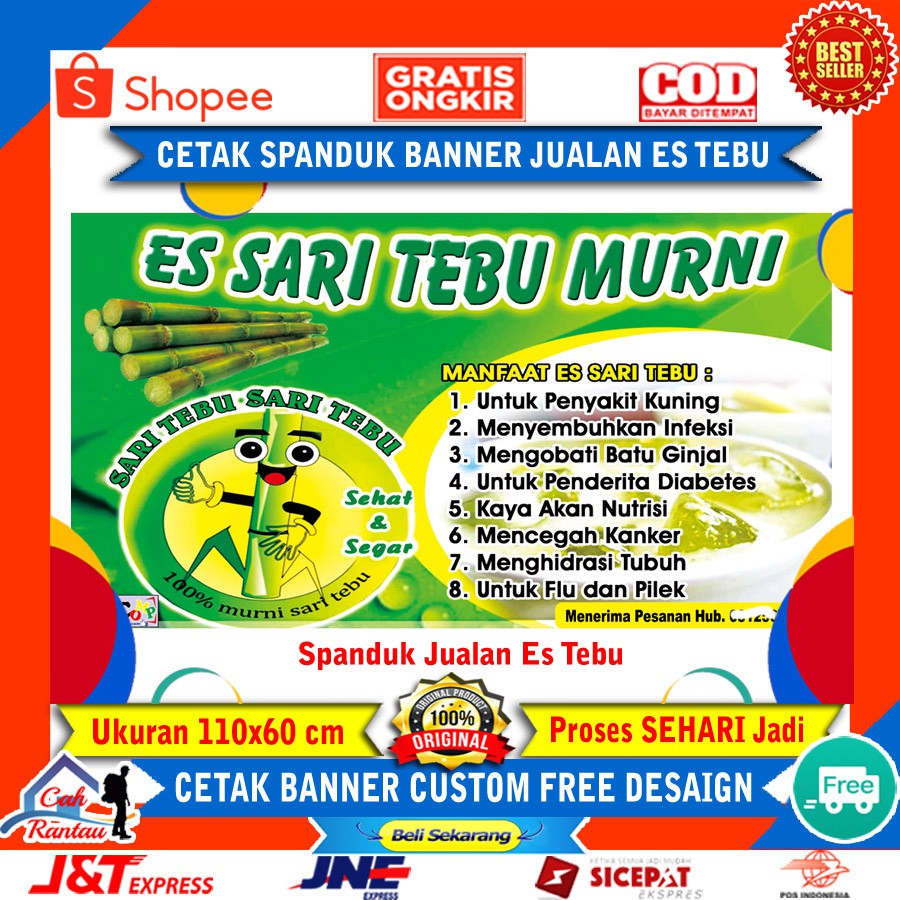 Jual Cetak Banner Custom Spanduk Backdrop Murah Jualan Es Sari Tebu ...