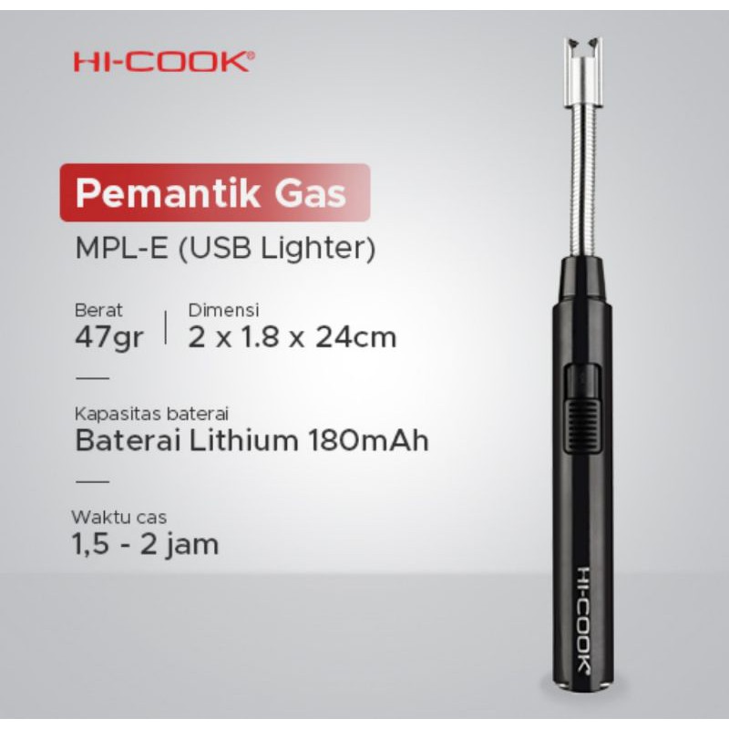 Jual Hi-Cook Elektrik MPL-E Rechargeable Lighter Serba Guna | Shopee ...