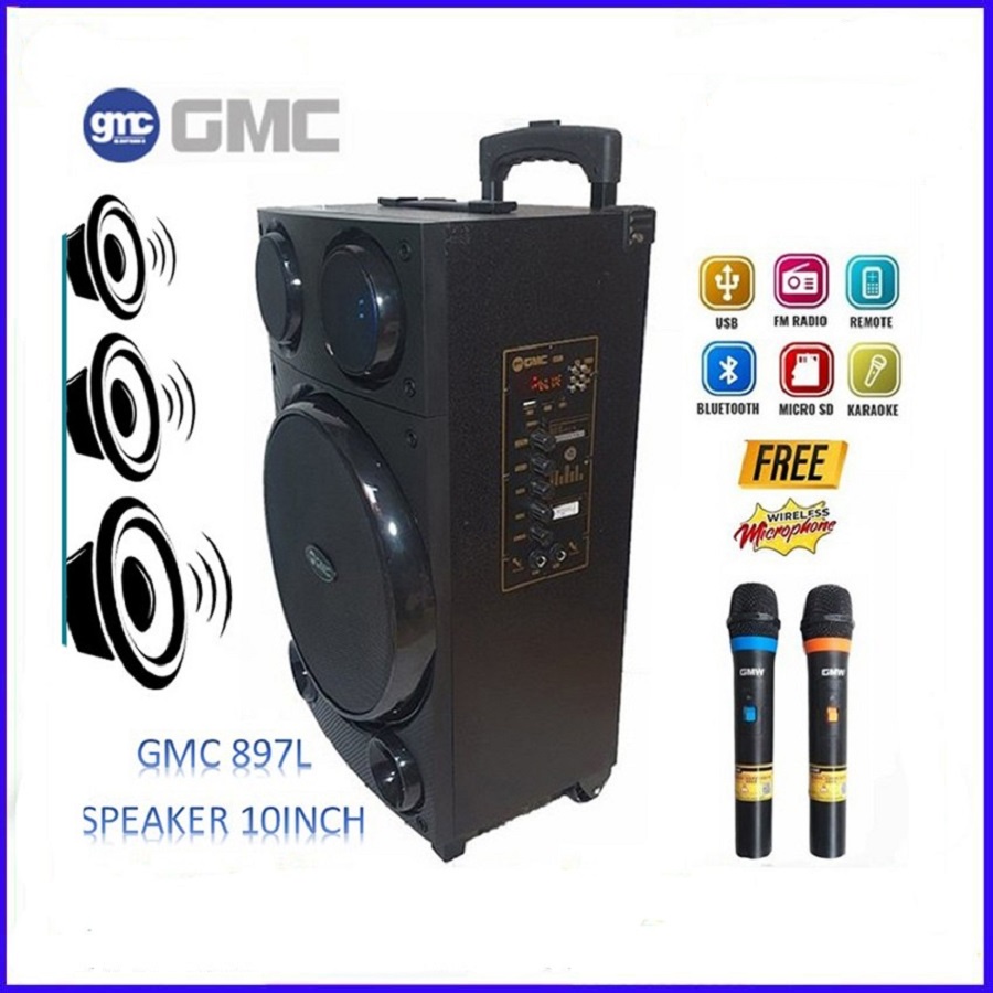 Jual SPEAKER PORTABLE BLUETOOTH GMC 897L 897 L SPEAKER MEETING FREE MIC ...