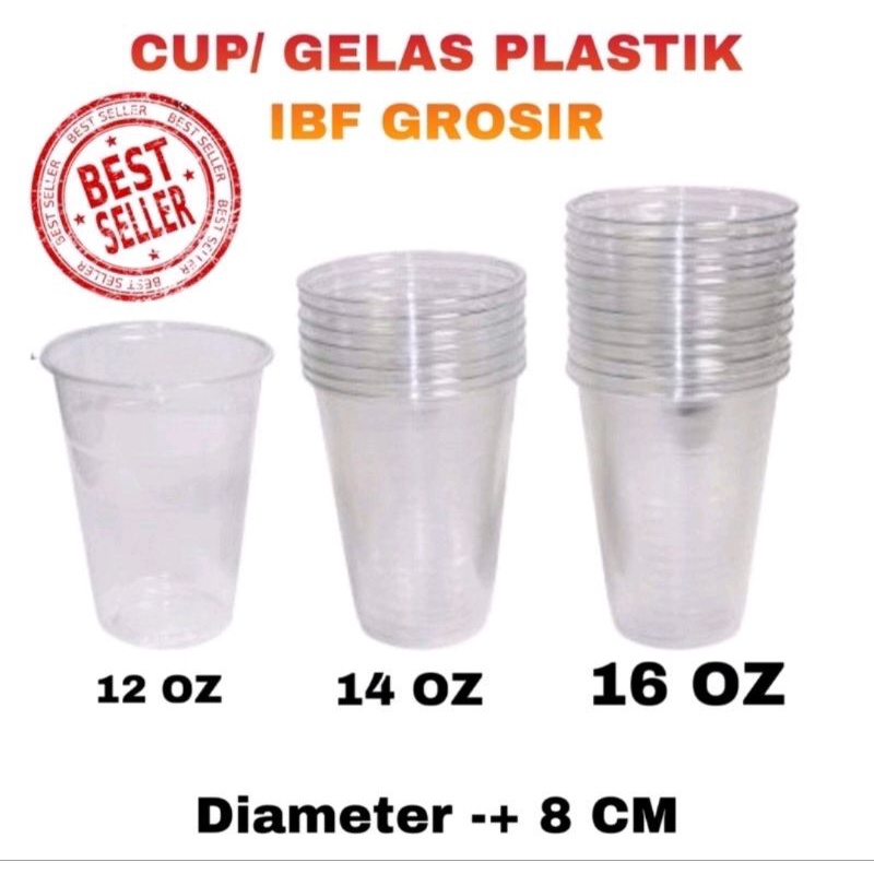 Jual 50PCS GELAS PLASTIK 12OZ ,14OZ ,16OZ / GELAS POP ICE/GELAS PLASTIK ...