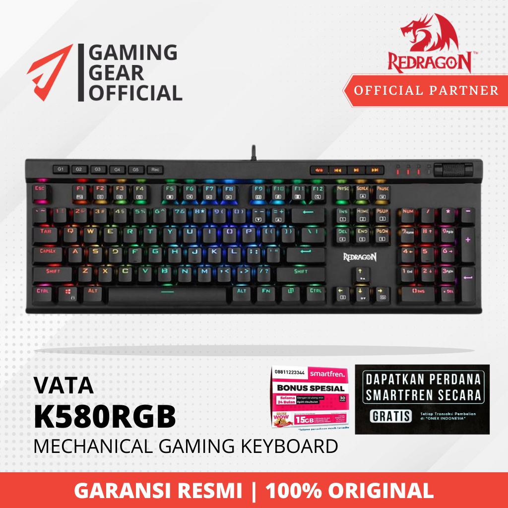 Jual [100% ORI] Redragon VATA - K580 RGB Mechanical Gaming Keyboard | Shopee Indonesia