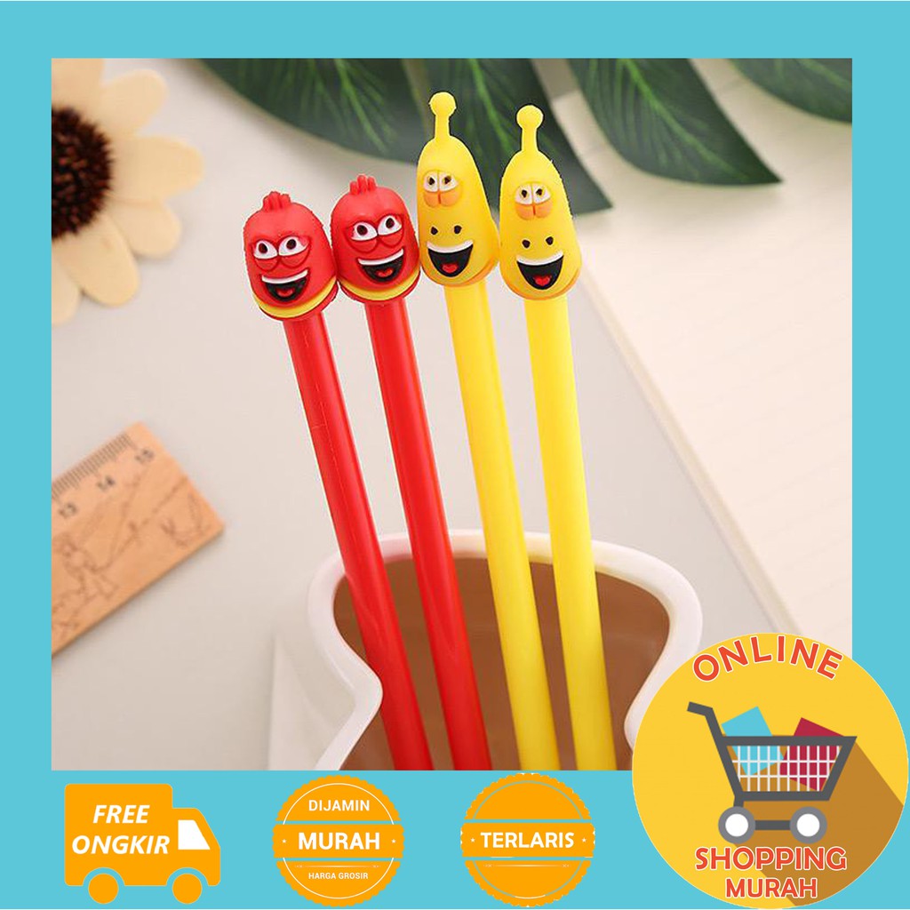 Jual [O.S.M] PENA KARAKTER LARVA - PULPEN LARVA MERAH DAN KUNING - PENA ...