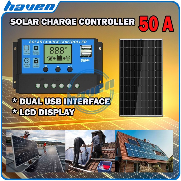 Jual Solar Charge Controller 50A Cell PWM Pengisi Daya Surya 12V24V ...