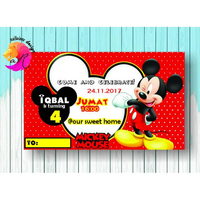 Jual Kartu undangan ulang tahun / birthday card invitation mickey ...
