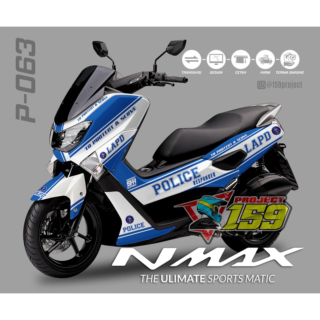 Jual Decal Stiker Motor NMAX 115 2015 - P-063 LAPD Police Livery ...