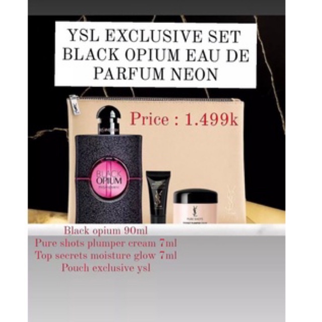 Jual YSL EXCLUSIVE SET BLACK OPIUM EAU DE PARFUM NEON | Shopee Indonesia