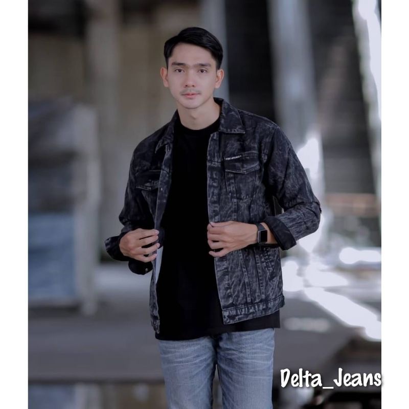 Jual Jaket Jeans Pria Jaket Jumbo Hitam Jaket Denim Big Size Sandwash ...