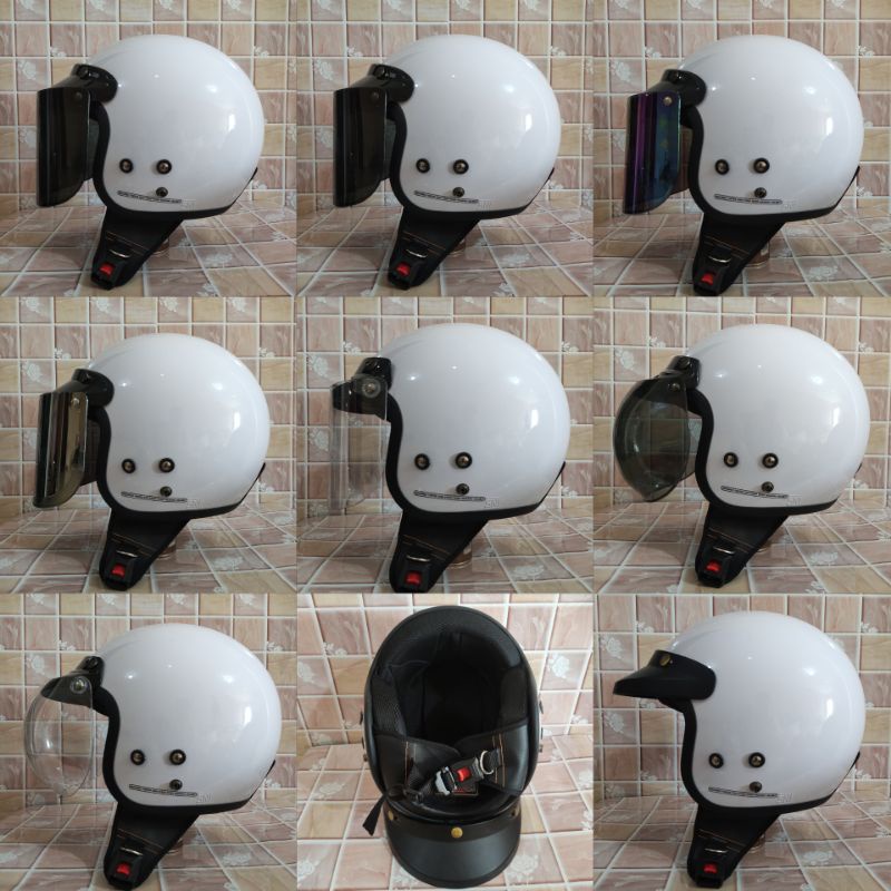Jual Helm bogo polos SNI full leher warna putih glossy untuk pria ...