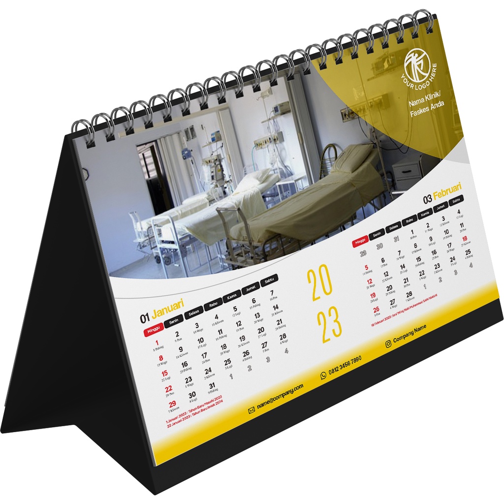 Jual Kalender Duduk Tahun 2024 Custom - 7 lembar 1muka - Linen Hitam ...