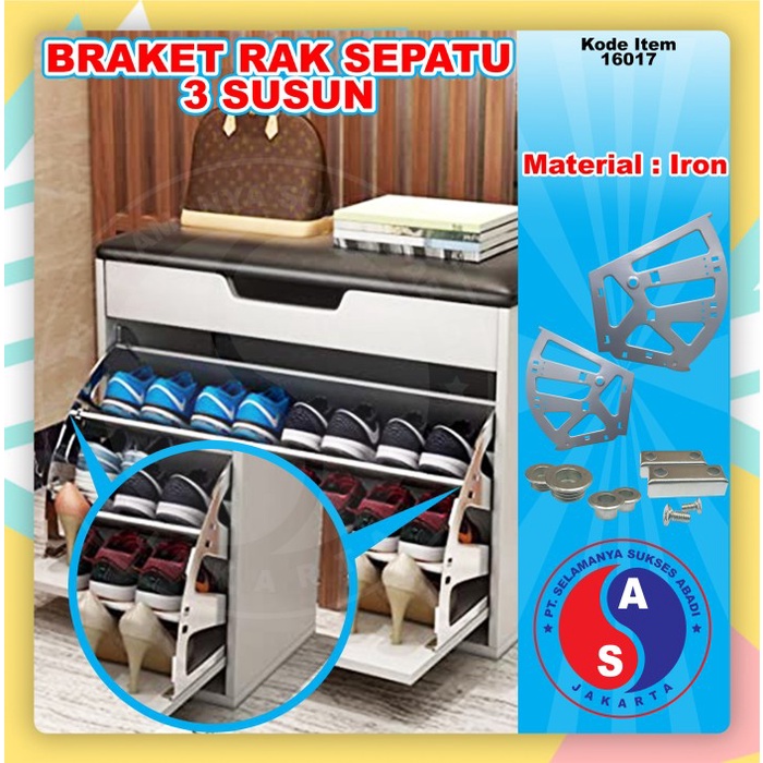 Jual Bracket Fitting Rak Sepatu Putar 3 Susun / Bracket Shoes 3 Besi ...