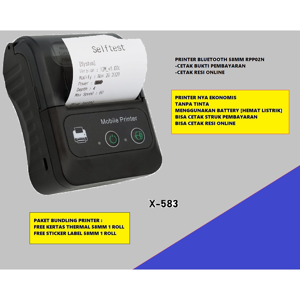 Jual PRINTER BLUETOOTH 58MM STRUK PEMBAYARAN + CETAK RESI ALAMAT ...