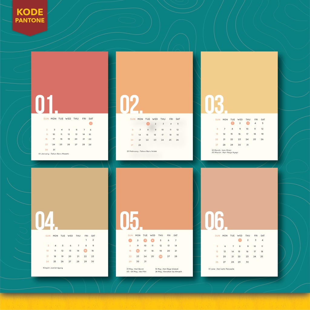 Jual KALENDER AESTHETIC 2024 PANTONE [KALENDER MURAH] [KALENDER TEMPEL ...