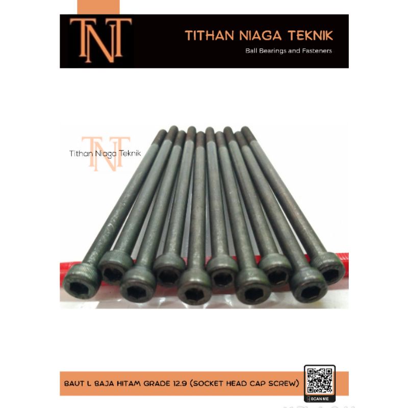 Jual M12x140 half drat 1.75 Baut L baja hitam tipe L screw M12 x 140 mm ...
