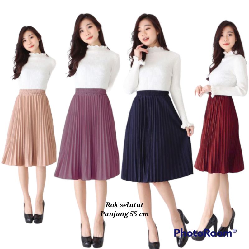 Jual rok plisket - rok plisket wanita selutut - ( bahan hyget super ...