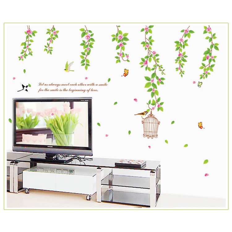 Jual Reliza Wall Stiker Sangkar Ranting Bunga Branch Flower Stiker ...