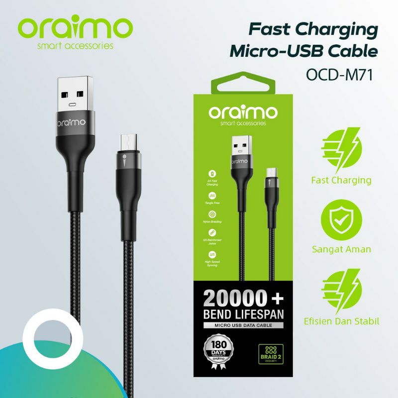 Jual Kabel Data ORAIMO FASTCHARGING MICRO,TYPE-C,IPHONE | Shopee Indonesia