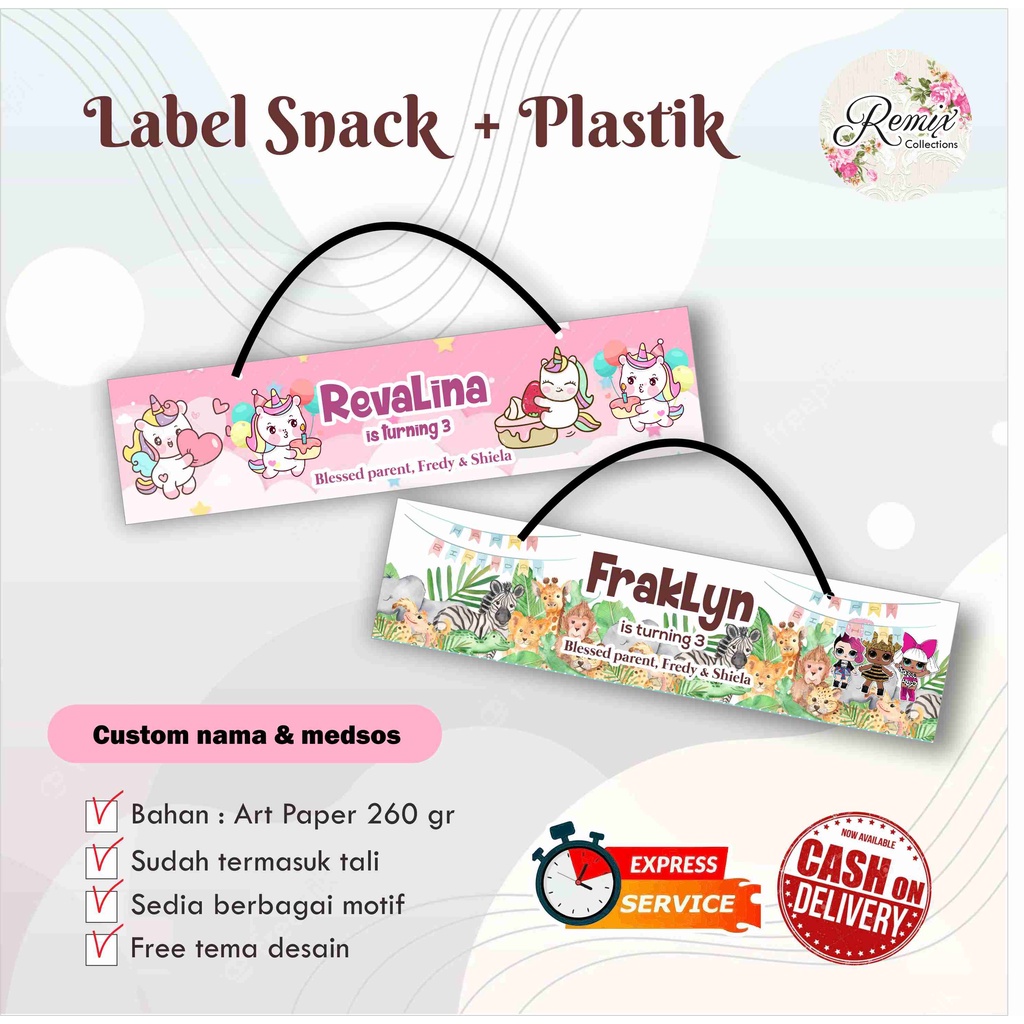 Jual [6 pcs] LABEL / HANGTAG SNACK / KEMASAN / GOODIEBAG ULANG TAHUN ...