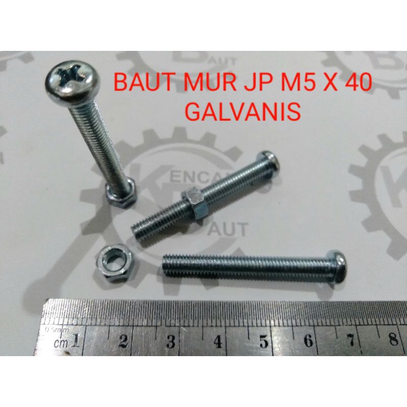 Jual BAUT MUR JP M5 X 40 GALVANIS PANJANG 4 CM | Shopee Indonesia