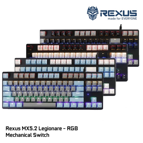 Jual Keyboard Rexus GAMING MECHANICAL MX5.2 WHITE-BLACK 01 KEYCAPS BLUE ...