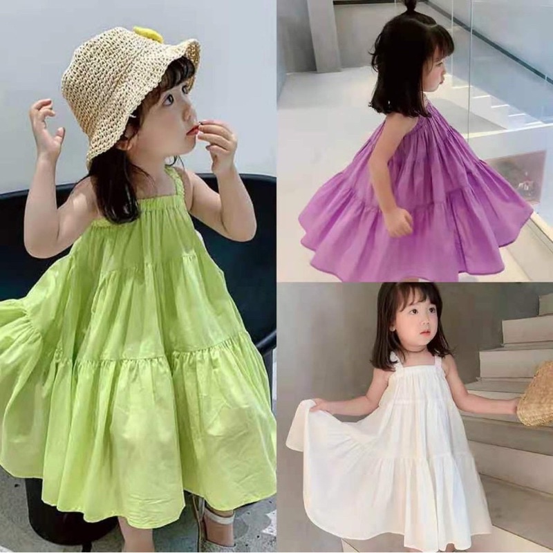 Jual Cotton Flare Dress | Dress Putih Anak Model Korea Anak Perempuan ...
