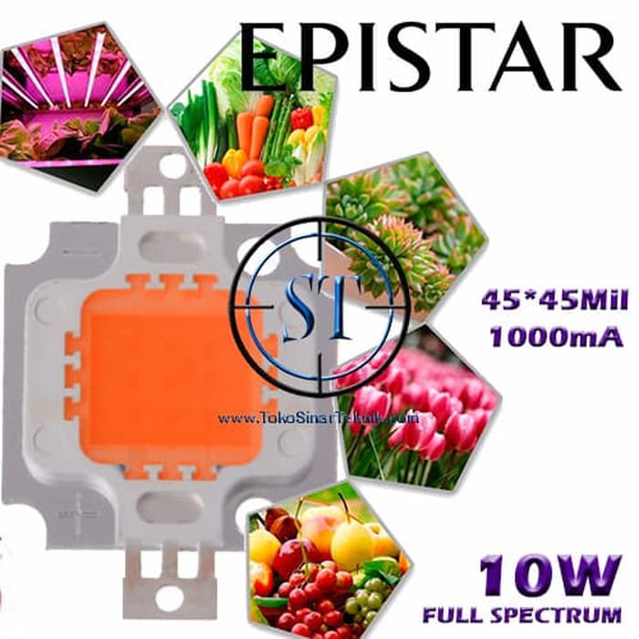 Jual HPL 10 Watt Grow Light Plant Lamp EPISTAR 400-840nm High Power LED ...