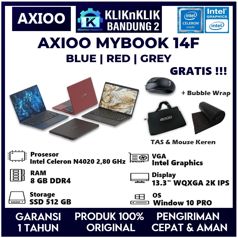 Jual Laptop Sekolah Axioo mybook 14f ram 8 Gb ssd 512 gb garansi resmi ...