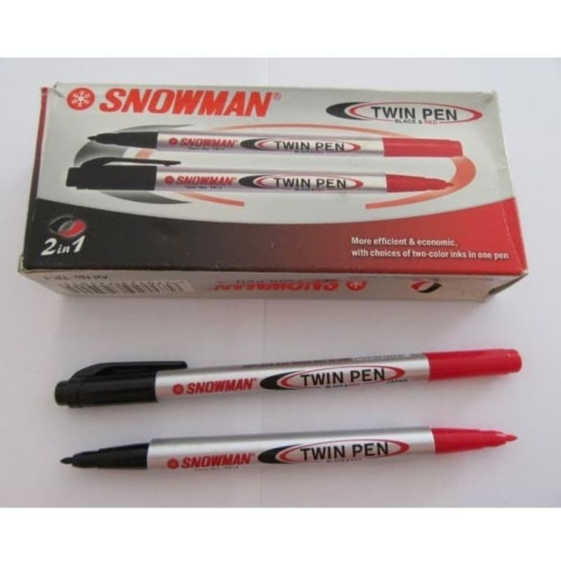 Jual Spidol Snowman TP-1 Twin Pen 2in1 2 Warna Color Marker | Shopee ...