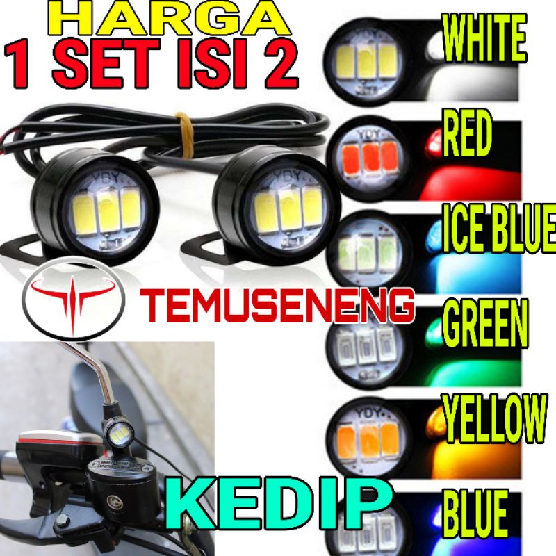 Jual Isi 2 Lampu Eagle Eye Kedip Strobo 3 Led Drl 3 Mode Kedip Mata Elang Flash Eagle Eyes Motor ...