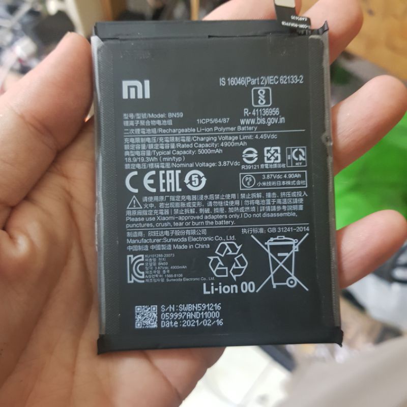 Jual baterai batre redmi note 10 4G BN59 ori copotan | Shopee Indonesia