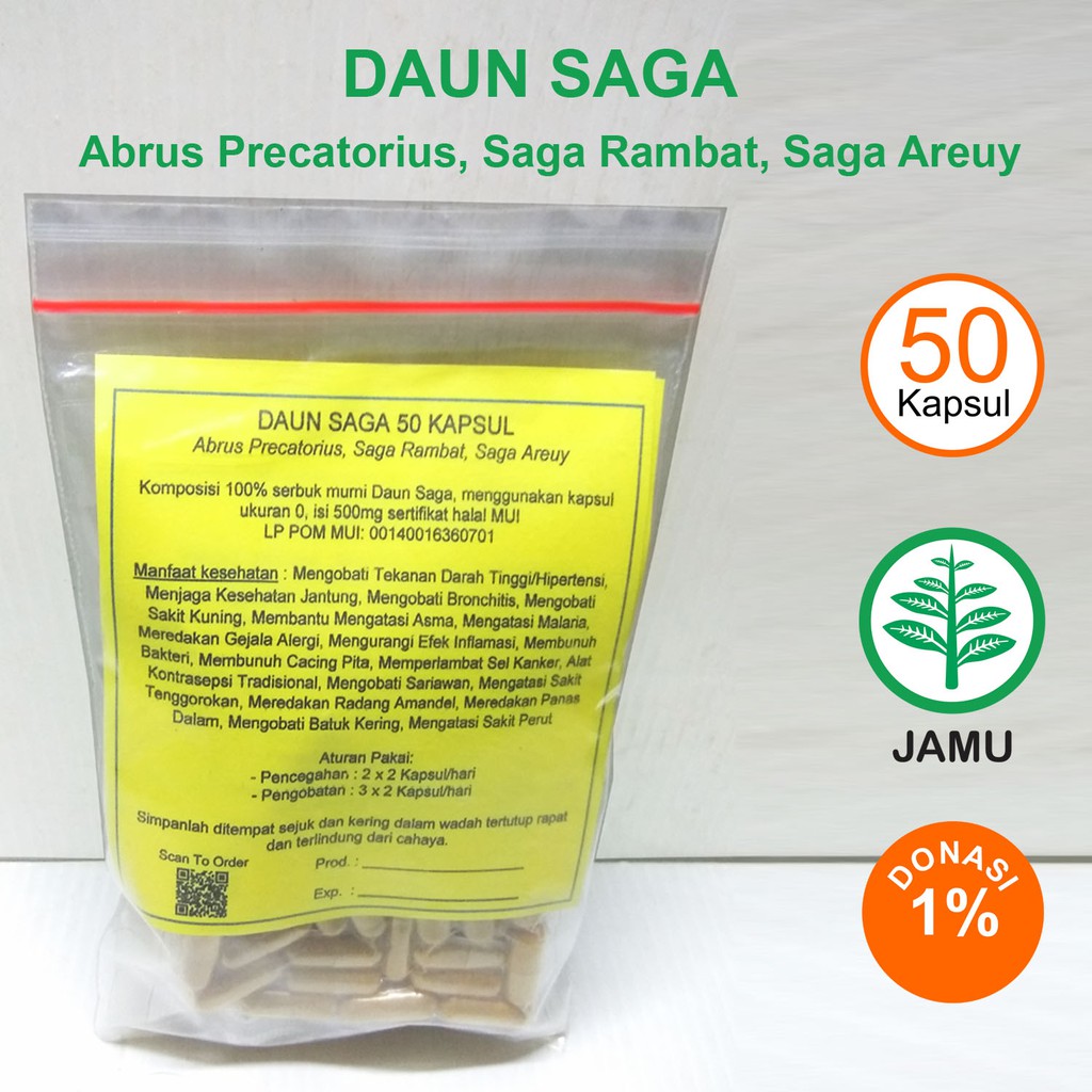 Jual KAPSUL HERBAL DAUN SAGA Bronchitis Amandel Sakit Kuning Asma ...