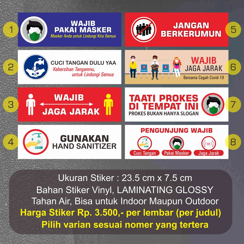 Jual Sticker Prokes New Normal - Wajib Pakai Masker - Jaga Jarak ...