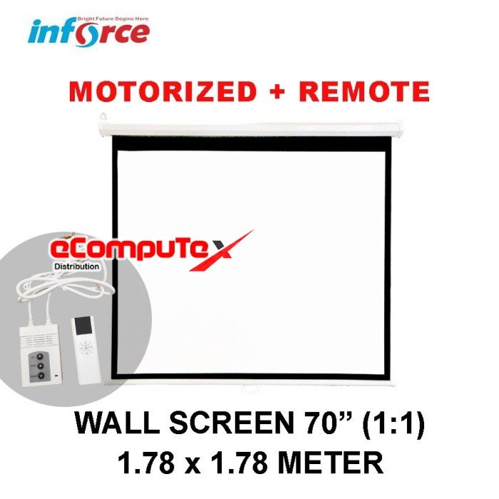 Jual WALL SCREEN PROJECTOR / LAYAR PROYEKTOR INFORCE 70" INCH 1:1 ...