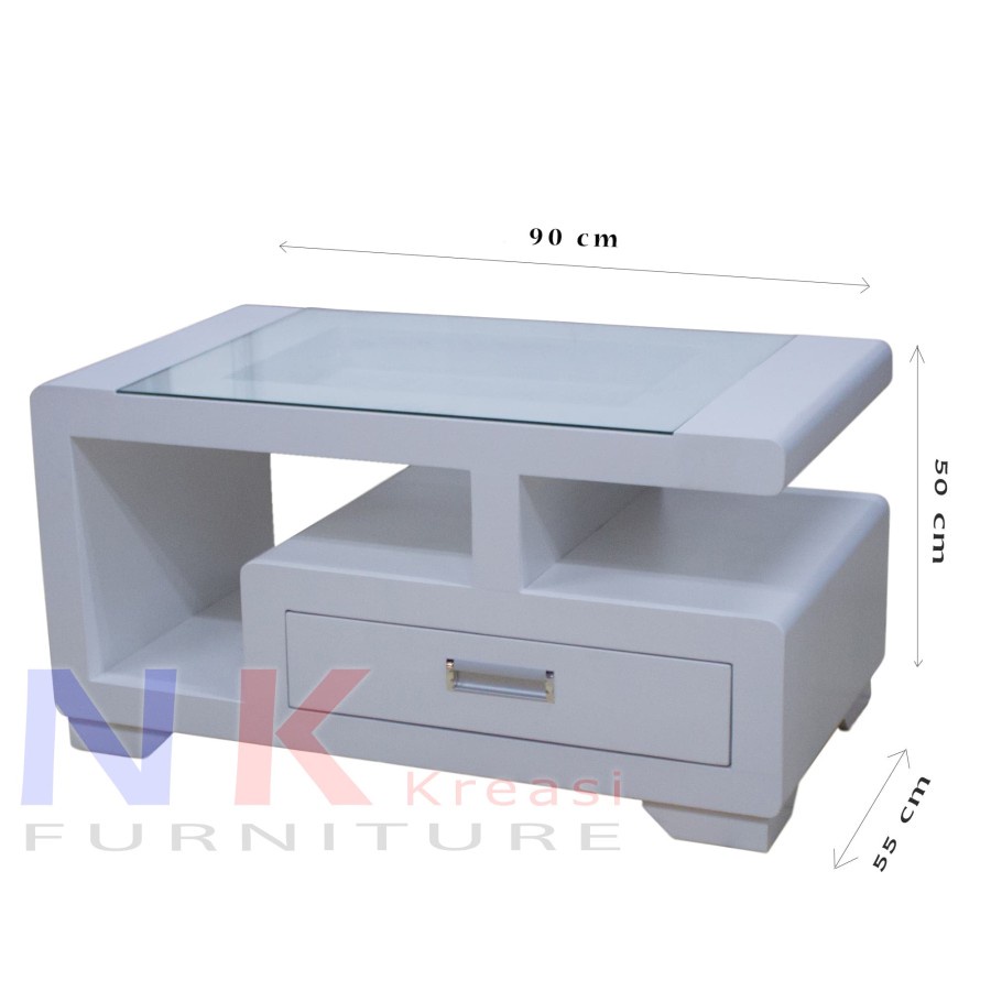 Jual Meja Tamu G Putih modern, meja Kayu Kerang Leter G minimalis mewah ...