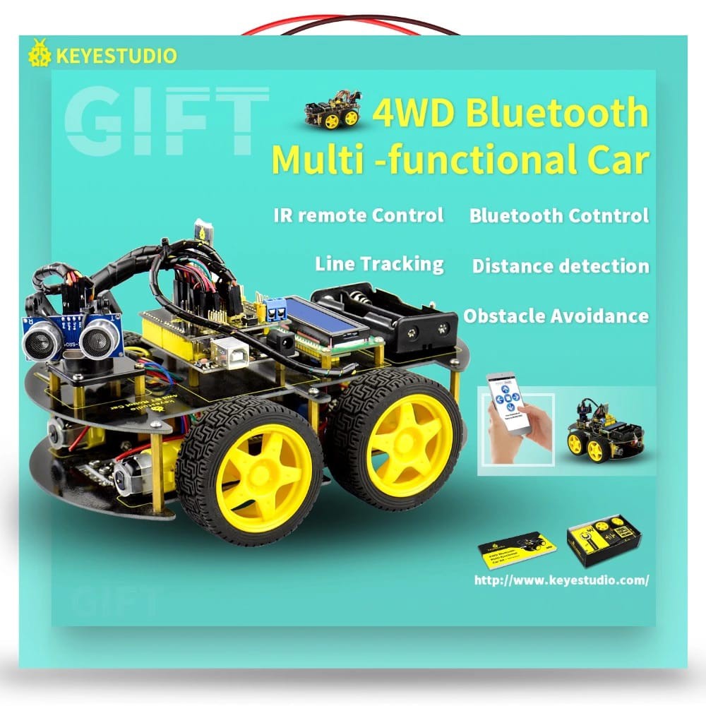 Jual Kit Arduino Mobil Robot Arduino Keyestudio 4WD Smart Car 4WD For ...