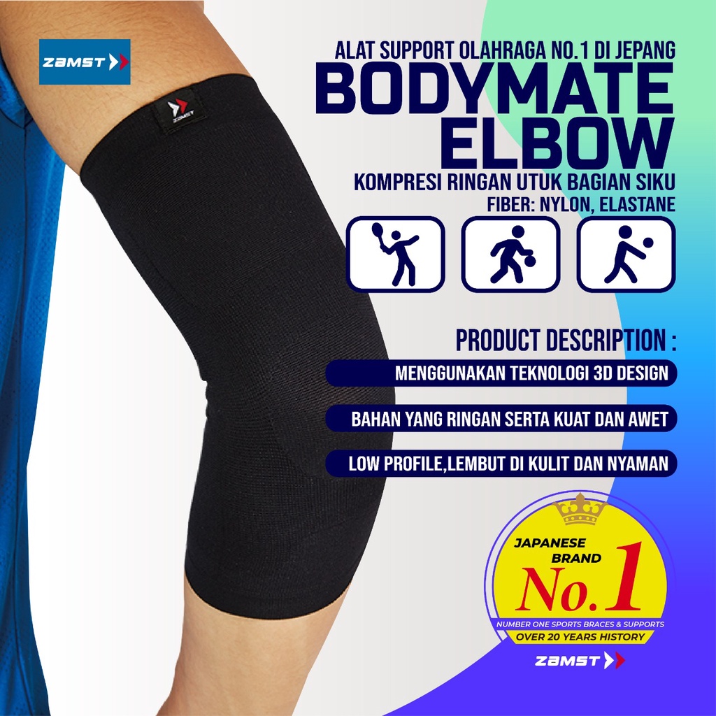 Jual Elbow Support Deker Pelindung Siku Lengan Bodymate Zamst Japan Original | Shopee Indonesia