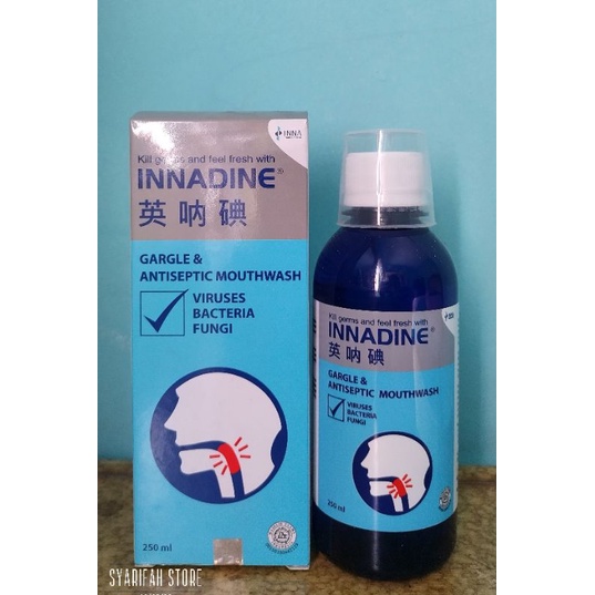 Jual INNADINE Gargle & Antiseptic Mouthwash // Obat Kumur Antiseptik 250 ml | Shopee Indonesia