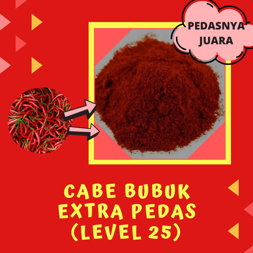 Jual Cabe Bubuk Extra Pedas Level 25 1 Kg untuk Makaroni Kimchi Keripik ...